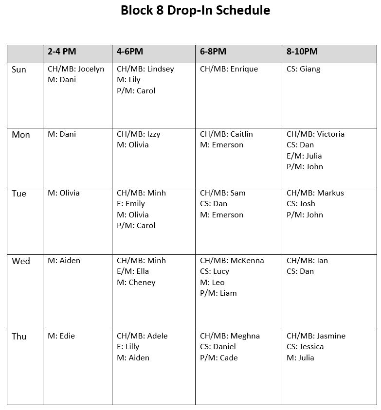 QRC Tutoring Schedule - Colorado College