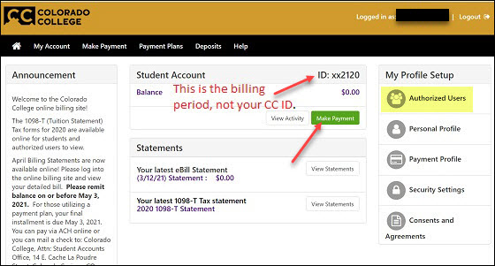 How to Make Payments and Manage Your Account - Colorado College